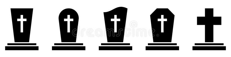 Cemetery Gravestones. Set of Black Icons of Different Tombstone Stock ...