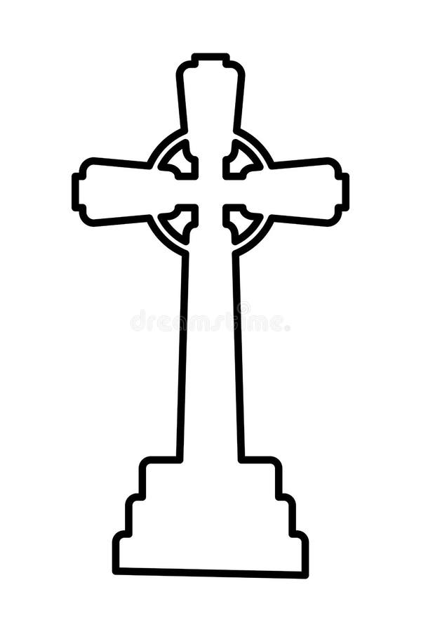 Cemetery Cross Christianity Isolated Icon Stock Vector - Illustration ...