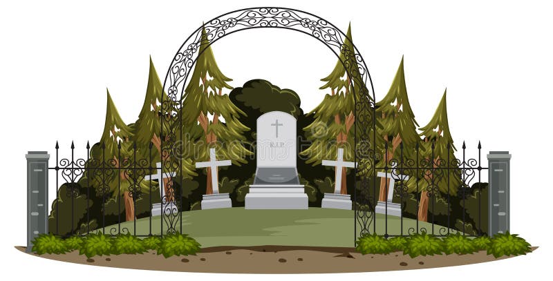 Cemetery Graveyard Scene Isolated Stock Vector - Illustration of ...