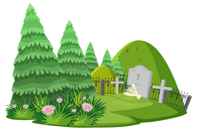 Cemetery Graveyard Scene Isolated Stock Vector - Illustration of ...