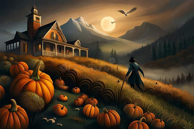 3D Rendering of a Haunted, Fantasy Castle in Spooky Halloween Night ...