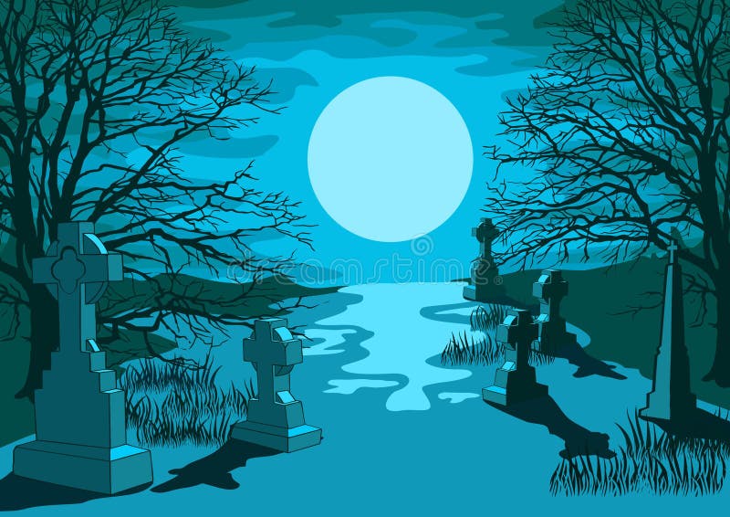 Cemetery landscape stock vector. Illustration of dead - 59496612