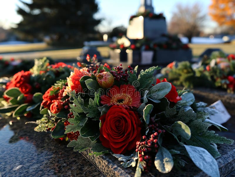 A Cemetery with a Large Stone Monument in the Background Stock Image ...