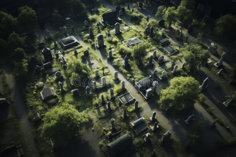 Cemetery with Monuments, Top View. Generative AI Stock Illustration ...
