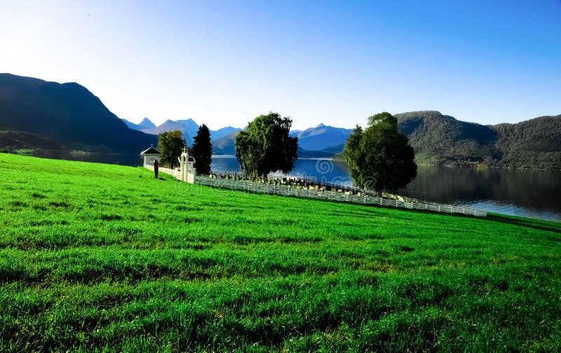 The Cemetery Near the Lake in Norway Stock Image - Image of travel ...