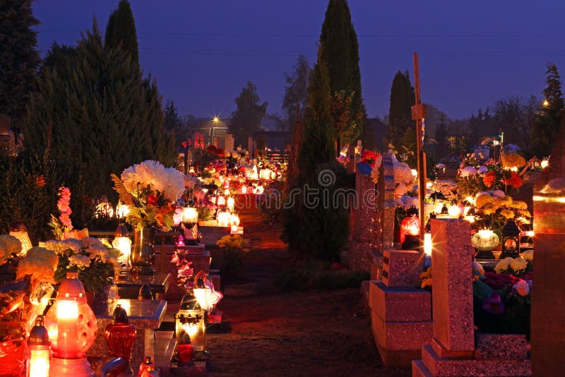 Cemetery at night stock photo. Image of leaf, candle - 46499154