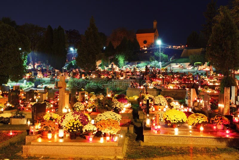 Cemetery at night stock image. Image of candle, flame - 21941449