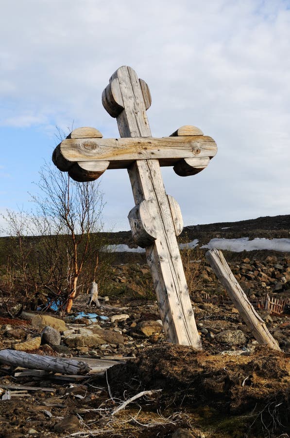 Cemetery - Old Wooden Cross. Stock Image - Image of tomb, christianity ...