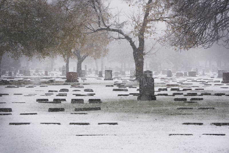 Cemetery in snow stock photo. Image of line, arlington - 81867032