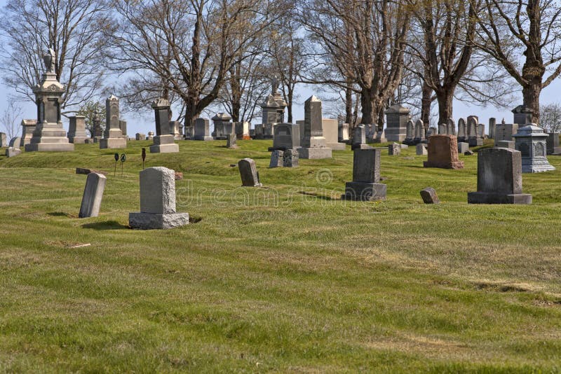 Cemetery in spring stock image. Image of landscape, gravestones - 25030901