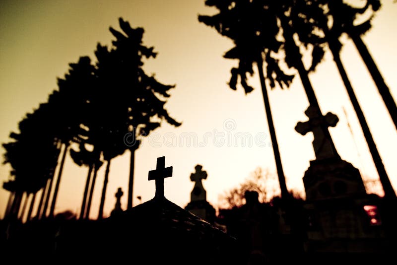 Cemetery at sunset stock image. Image of funeral, dark - 2796359