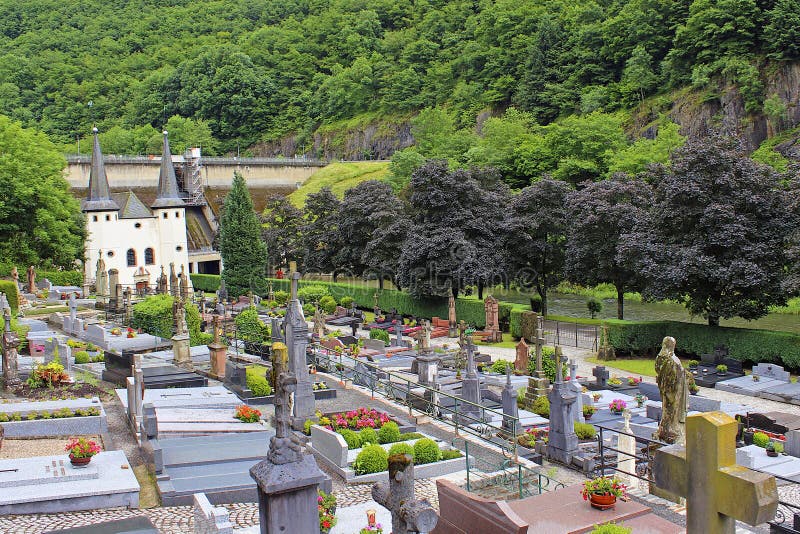 Cemetery in Vianden, Luxembourg Editorial Stock Photo - Image of church ...