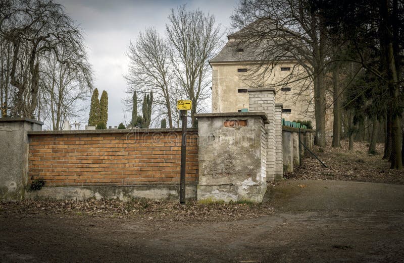 Cemetery wall with tower stock image. Image of wall, city - 93932359