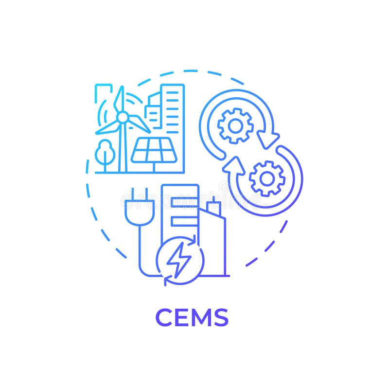 CEMS Blue Gradient Concept Icon Stock Vector - Illustration of voltage ...