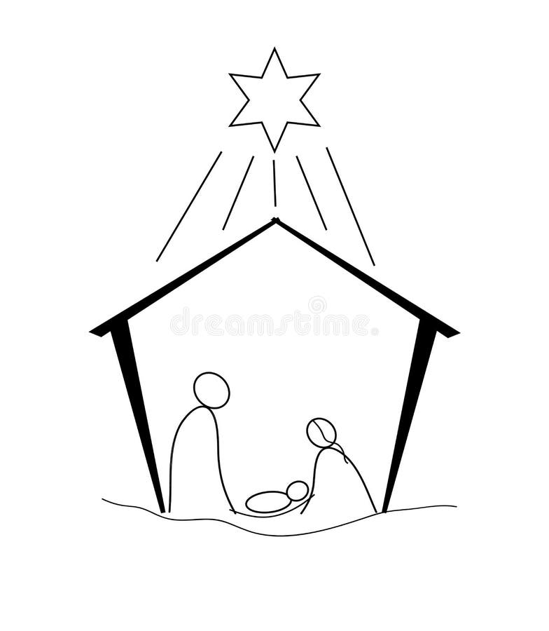 Cena Preta Da Natividade Da Silhueta Isolada Ilustração Stock ...