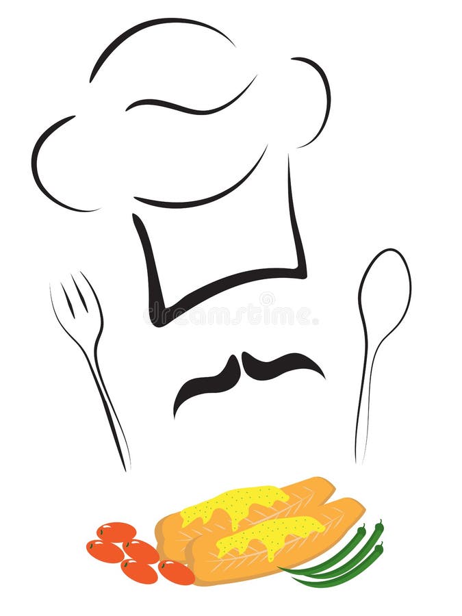 Cuoco Unico Stilizzato Con Il Cappello Illustrazione di Stock ...