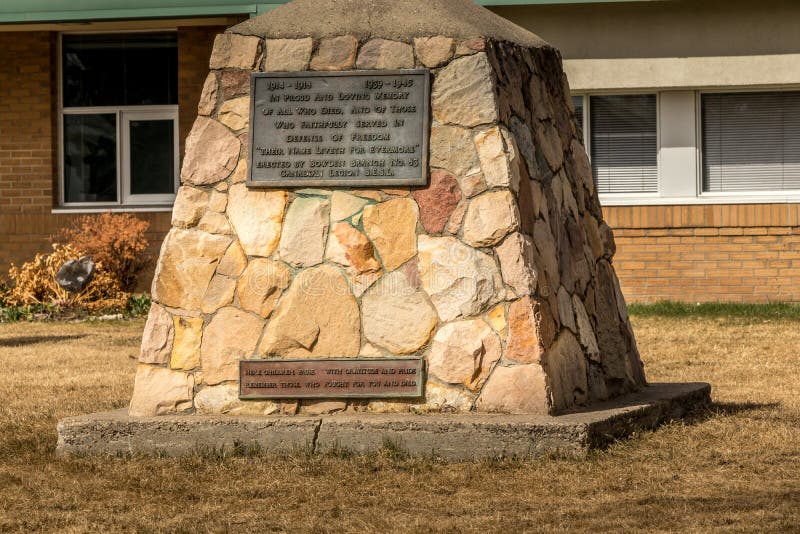 Cenotaph Stands by the School. Bowden, Alberta, Canada Stock Photo ...
