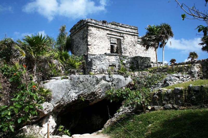 House of the Cenote at the Tulum Mayan Ruins - Mexico Stock Photo ...