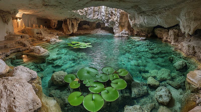 Cenote Pool, Mayan Cave, Clear Water, Limestone, Tourism Stock Image ...