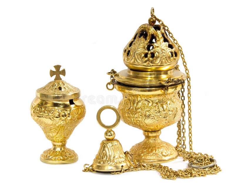 Brass Thurible Liturgy Censer with Burning Incense in it Stock Image ...