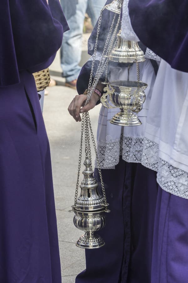 Censer of Silver or Alpaca To Burn Incense in the Holy Week Stock Photo ...