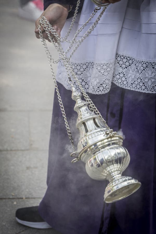 Censer of Silver or Alpaca To Burn Incense in the Holy Week Stock Photo ...