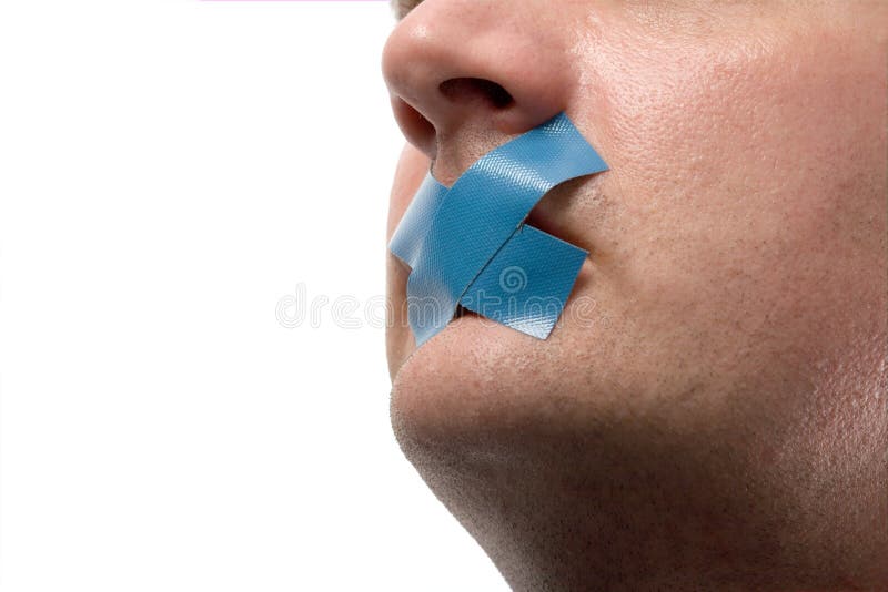 Censored Man Blue Tape, Toned Stock Image - Image of isolated, obey ...