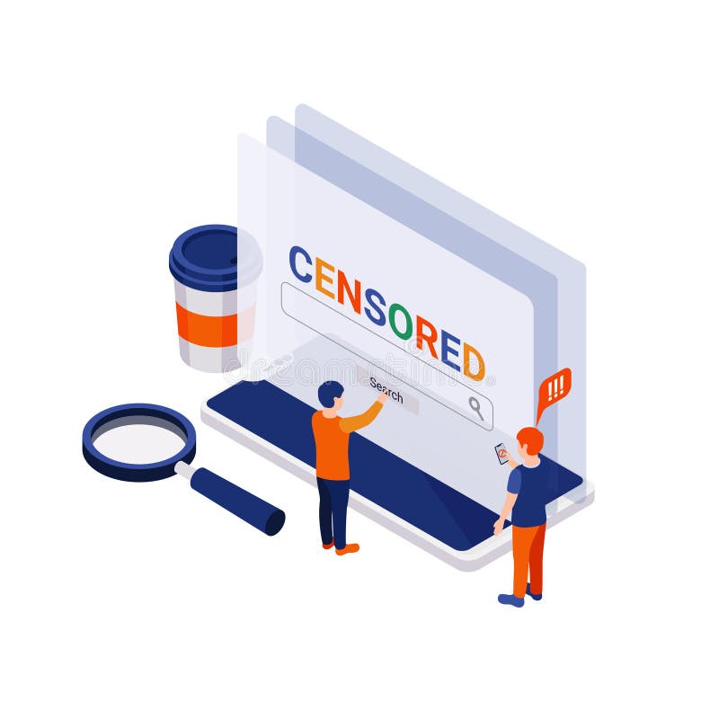 Internet Censorship Isometric Banner Stock Vector - Illustration of ...