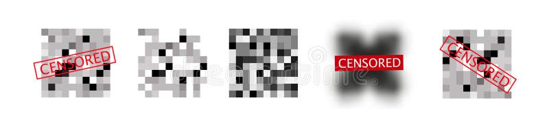 Censorship Censored Bar And Pixel Censor Mosaics Signs Set Vector