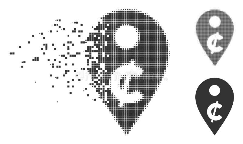 Cent Map Marker Moving Pixel Halftone Icon Stock Vector - Illustration ...