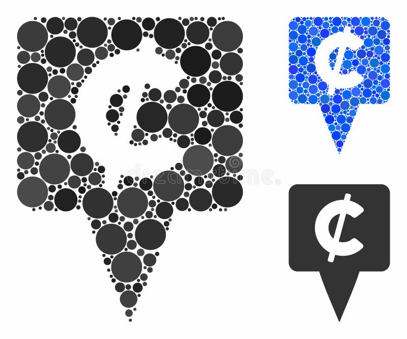 Cent Map Pointer Mosaic Icon of Round Dots Stock Vector - Illustration ...