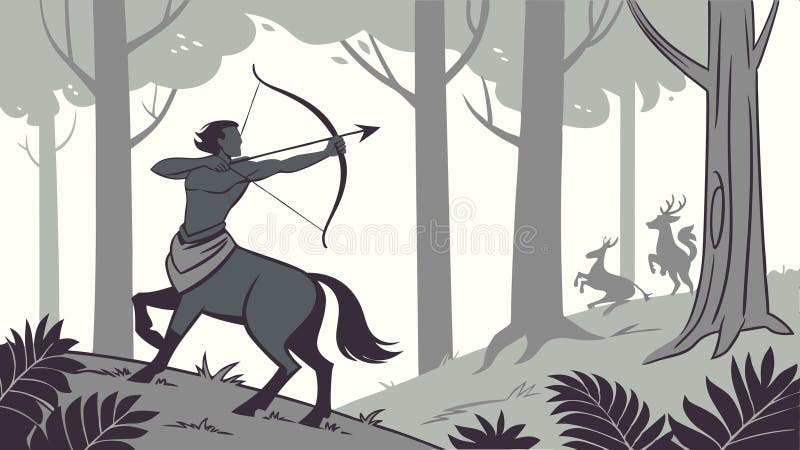 Centaur Archer Aiming Bow and Arrow, Mythical Creature Artwork Vector ...