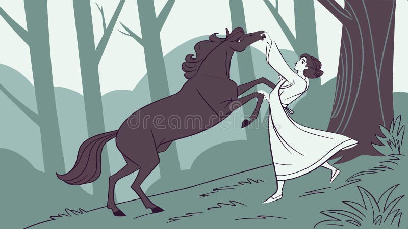 Centaur in Forest, Mythical Creature and Fantasy Woodland Scene Vector ...