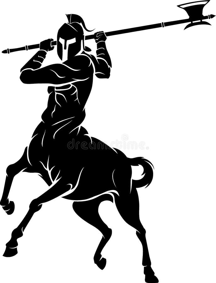 Centaur Silhouette with Halberd Weapon Stock Vector - Illustration of ...