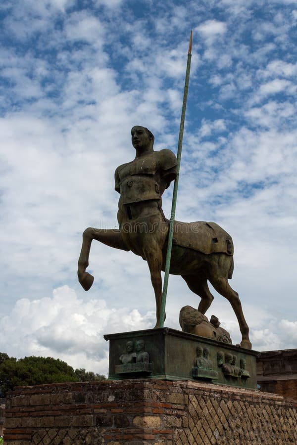 Centaur Statue in Pompeii, Ruins in Pompeii Stock Image - Image of ...