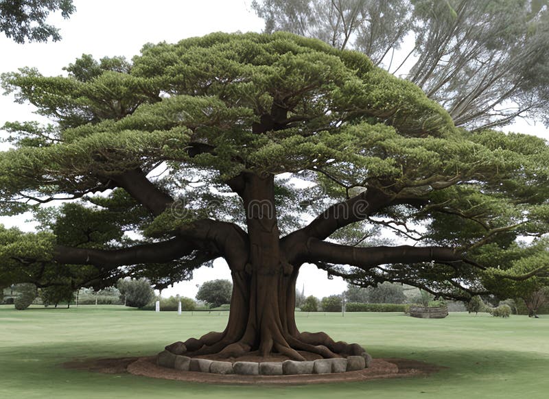 Centenarian Tree with Large Trunk and Big Roots Above the Ground Stock ...