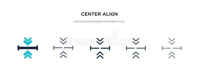 Center Align Icon in Different Style Vector Illustration. Two Colored ...