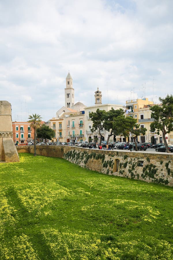 Center of Bari, Italy, with the Tower of Bari Cathedral Editorial Stock ...