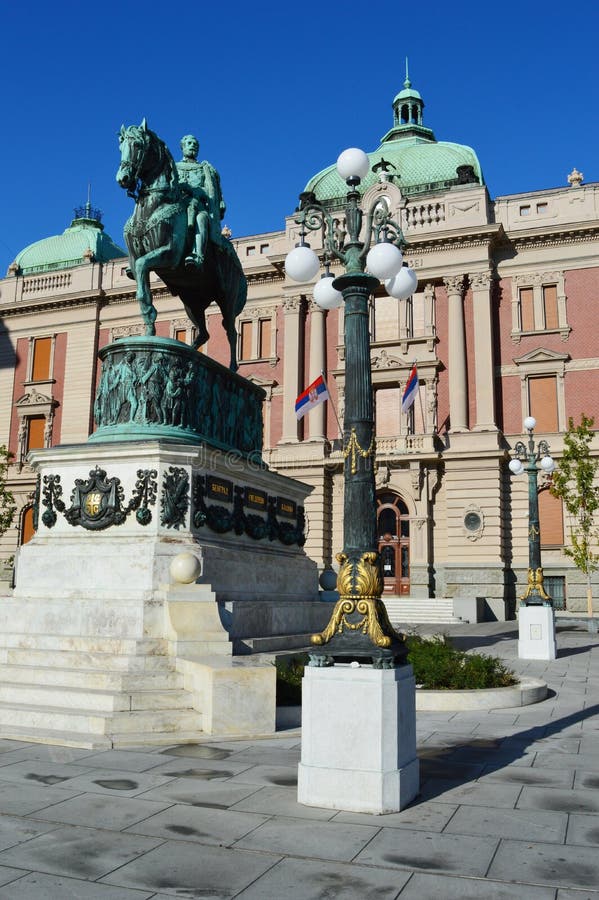 Center of Belgrade and the Monument Stock Photo - Image of color ...