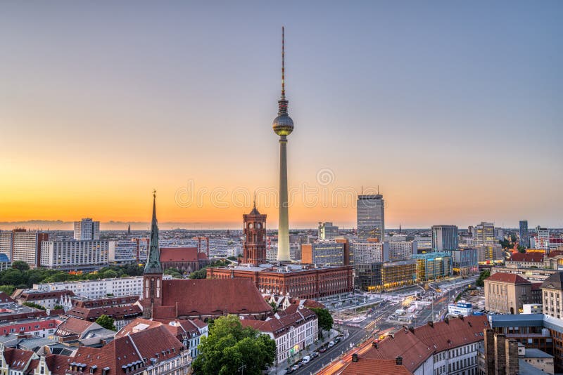 The Center of Berlin after Sunset Stock Image - Image of germany ...