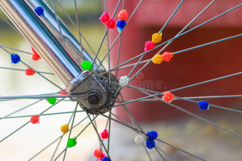Center of a Bicycle Wheel with Colorful Decorative Things from India ...