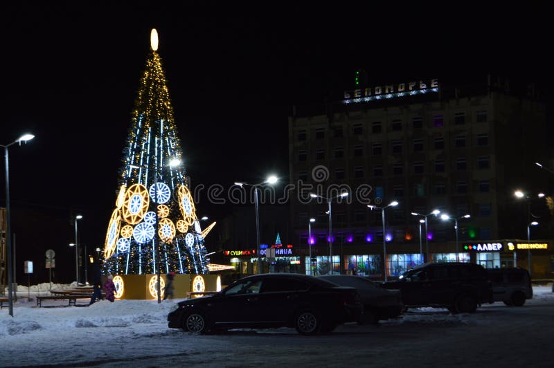Center of City of Kandalaksha in December 16..2022 Editorial ...