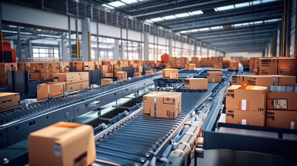 Center conveyor boxes stock illustration. Illustration of capacity ...