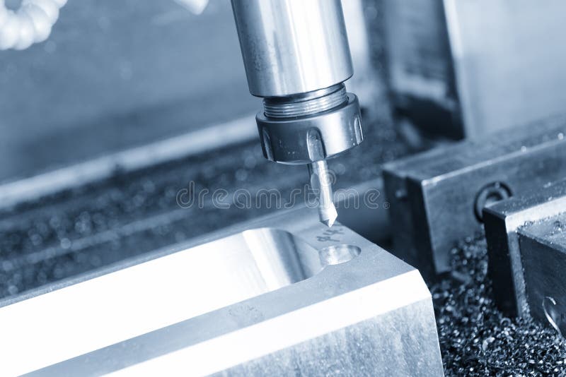 The Center Drill Tool on the CNC Milling Machine Stock Image - Image of ...