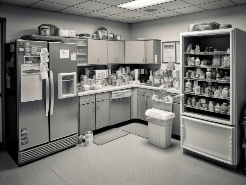 Coffee Microwave and Fridge in Office Break Room Stock Illustration ...