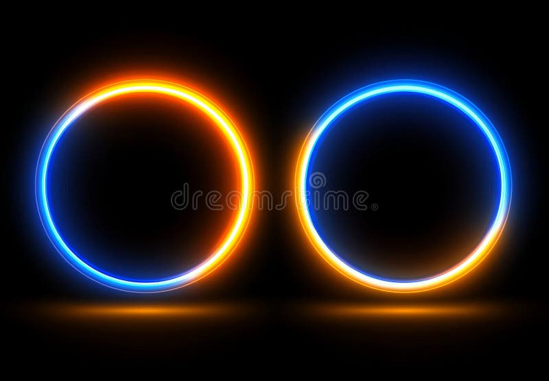 In the Center of the Image, Two Luminous Circles Intersect, with a Blue ...