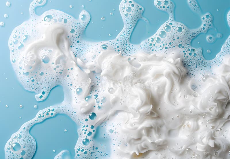 White Soap Foam Bubbles on Blue Background Stock Illustration ...