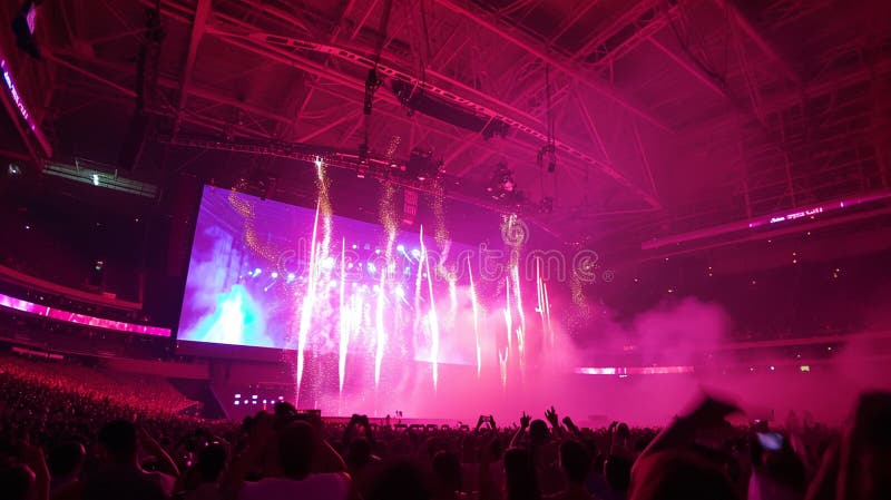 Center LED Screen Visual. Lights Fireworks . Generative Ai Stock ...