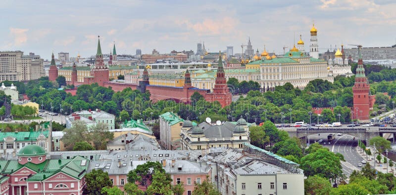 Center of Moscow with the Moscow Kremlin and Adjacent Streets, Top View ...