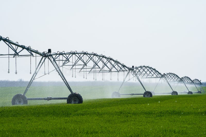 Center Pivot Irrigation System in a Green Field Stock Image - Image of ...